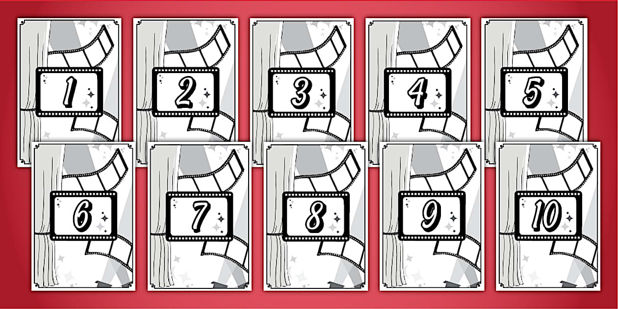👉 Old Hollywood Themed 1-10 Number Cards - Twinkl