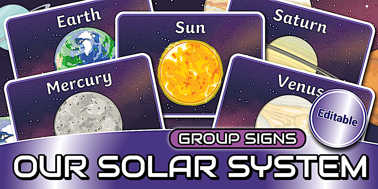 👉 Our Solar System (Planets) Group Signs - Editable