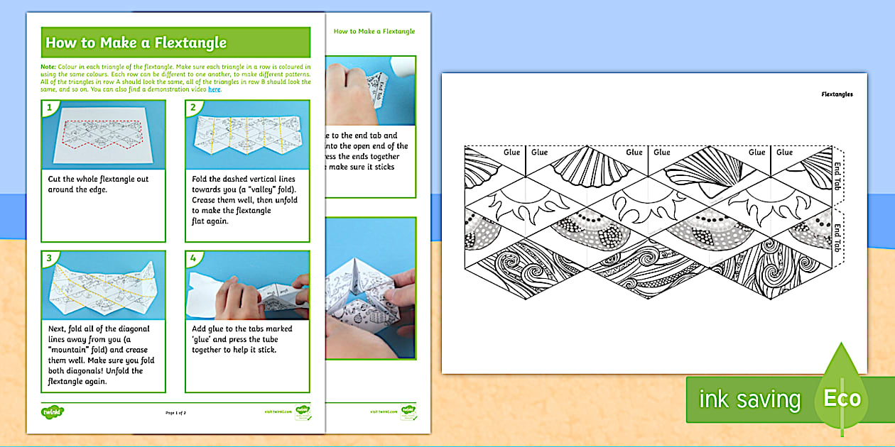 KS1 Seaside Flextangle Paper Craft (teacher made) - Twinkl