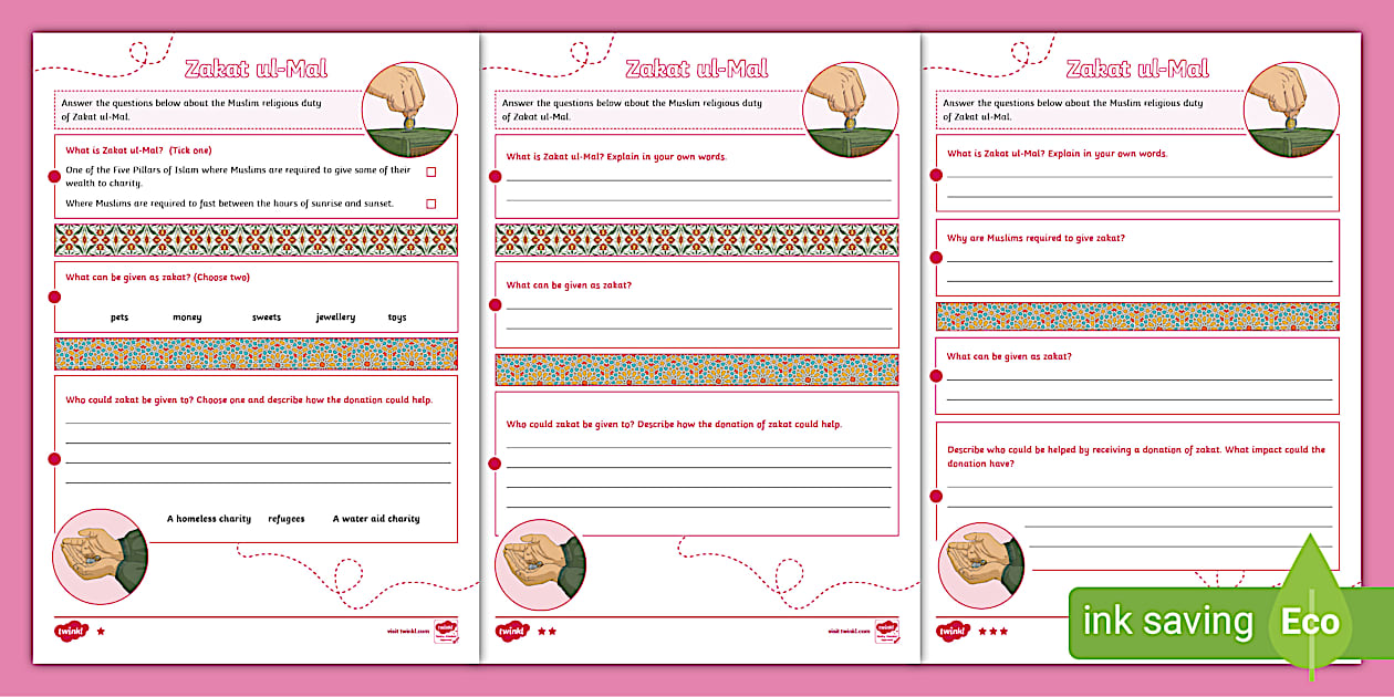 KS2 Zakat Differentiated Activity (teacher made) - Twinkl