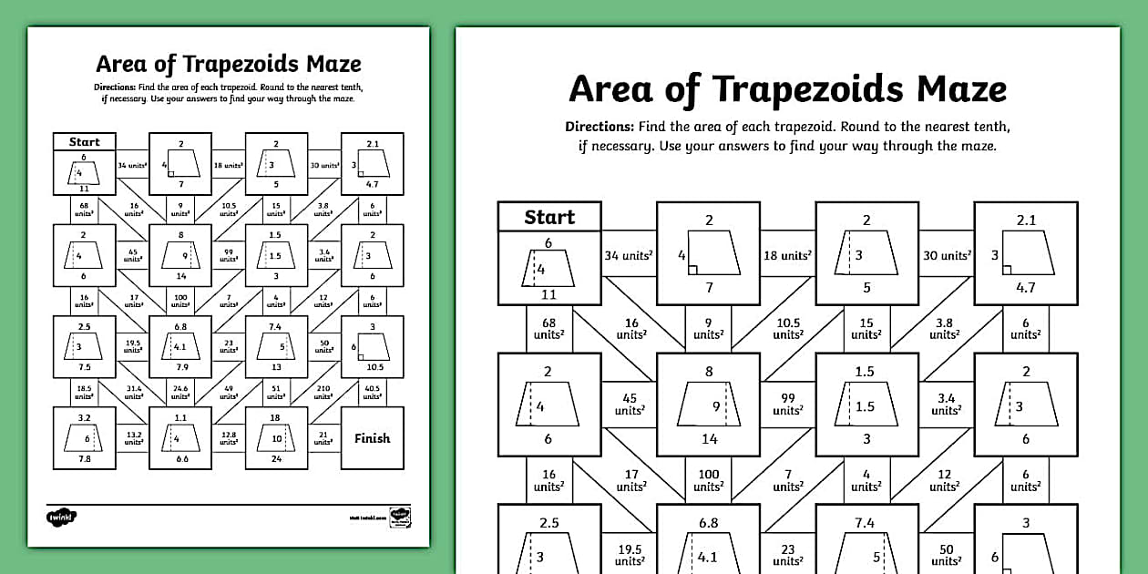 Area of a Trapezoid Worksheet | Resource | Twinkl USA