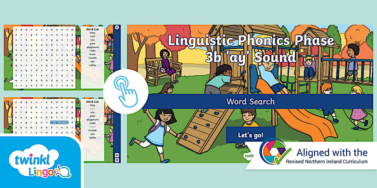 Linguistic Phonics Phase 3b 'ay' Interactive Word Search