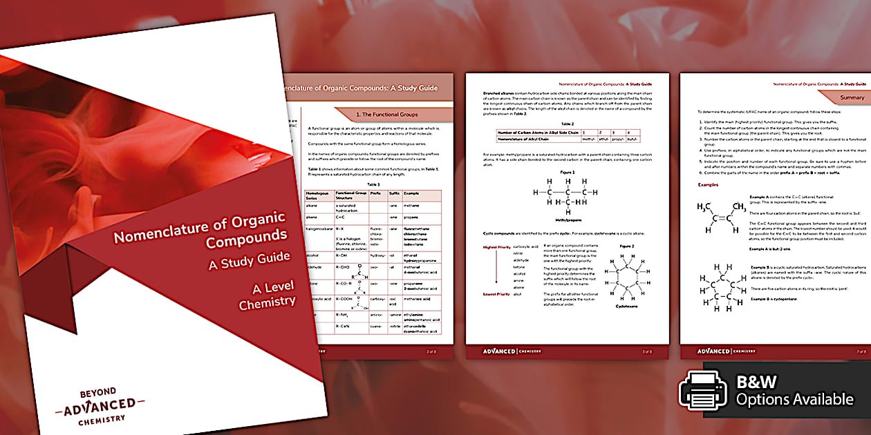 Nomenclature of Organic Compounds: A Study Guide