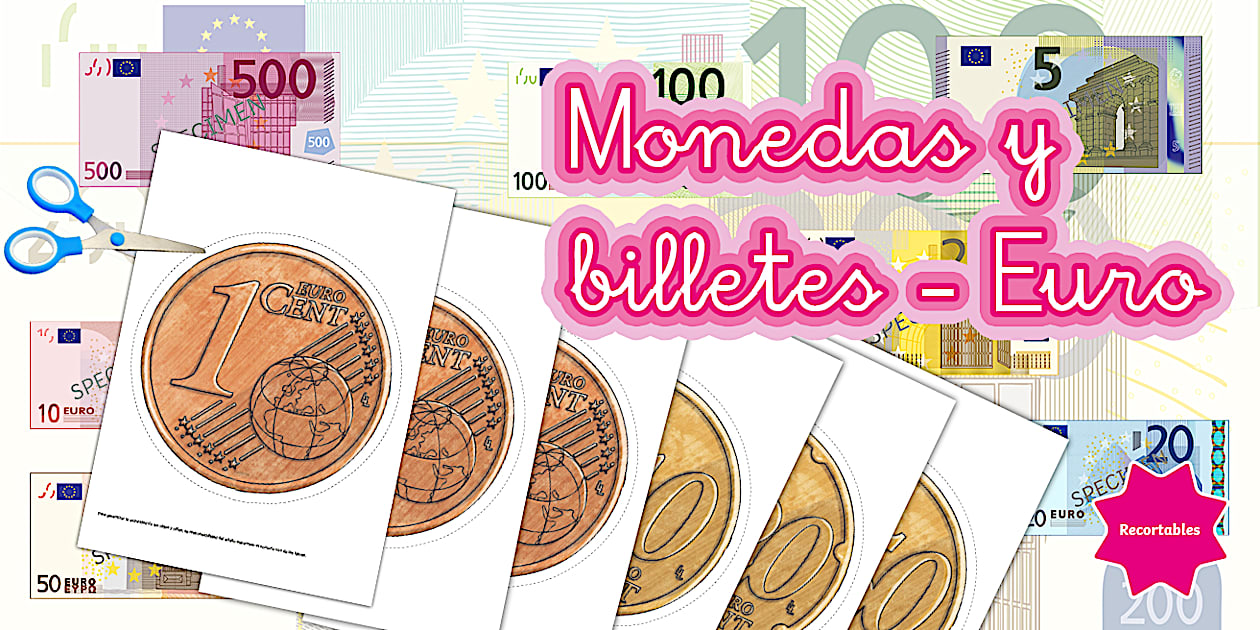 Recortables: monedas y billetes para imprimir euros en PDF