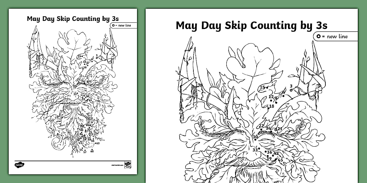 May Day Dot to Dot Skip Counting by 3s Activity Worksheet