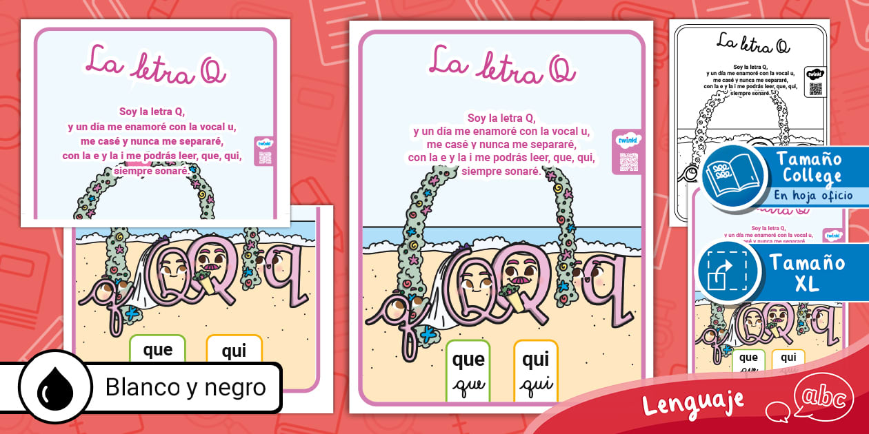 Póster | Que Qui | Familia Letra Q | Sílabas