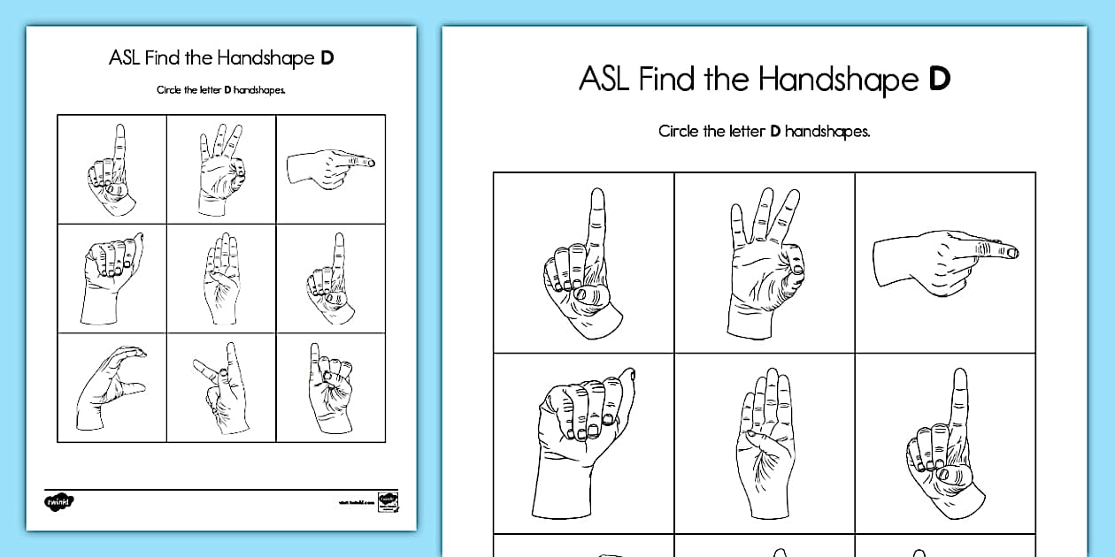 ASL Find the Handshape Letter D (teacher made) - Twinkl