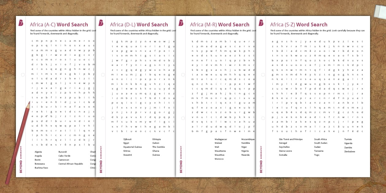 Africa Word Search Pack (Teacher-Made) - Twinkl