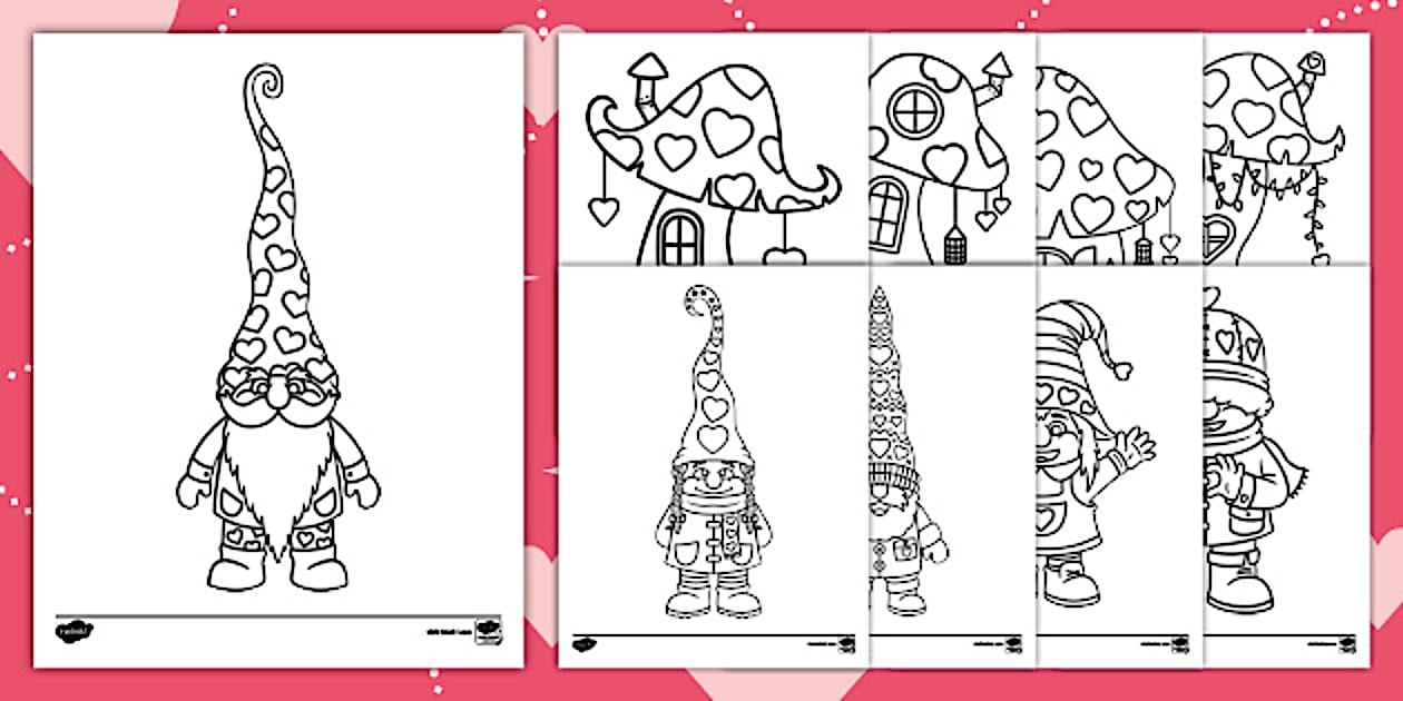 Gnome Valentine’s Coloring Sheets | Art Pages | Twinkl USA