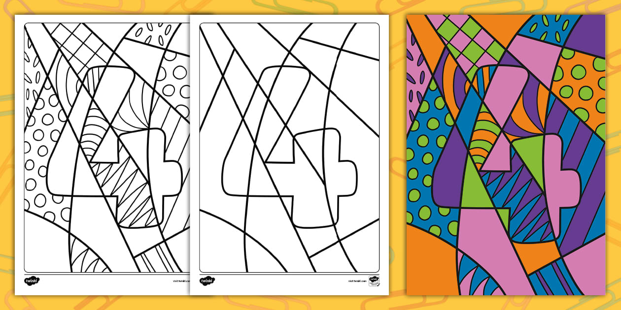 Primary 4 Pop Art Colouring Page (teacher made) - Twinkl