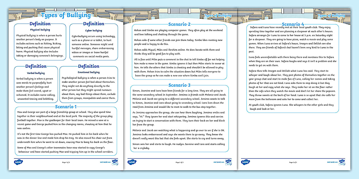 Types of Bullying Matching Activity KS2 (teacher made)