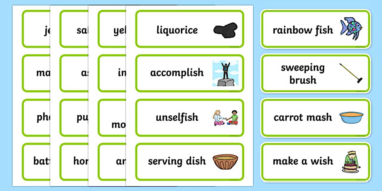 Three Syllable Final 'Sh' Sound Word Cards (Teacher-Made)
