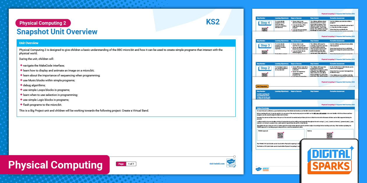 FREE! - Digital Sparks: Physical Computing 2: Snapshot Unit Overview