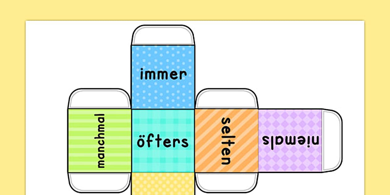 Adverbs of Frequency Dice Net German - Twinkl