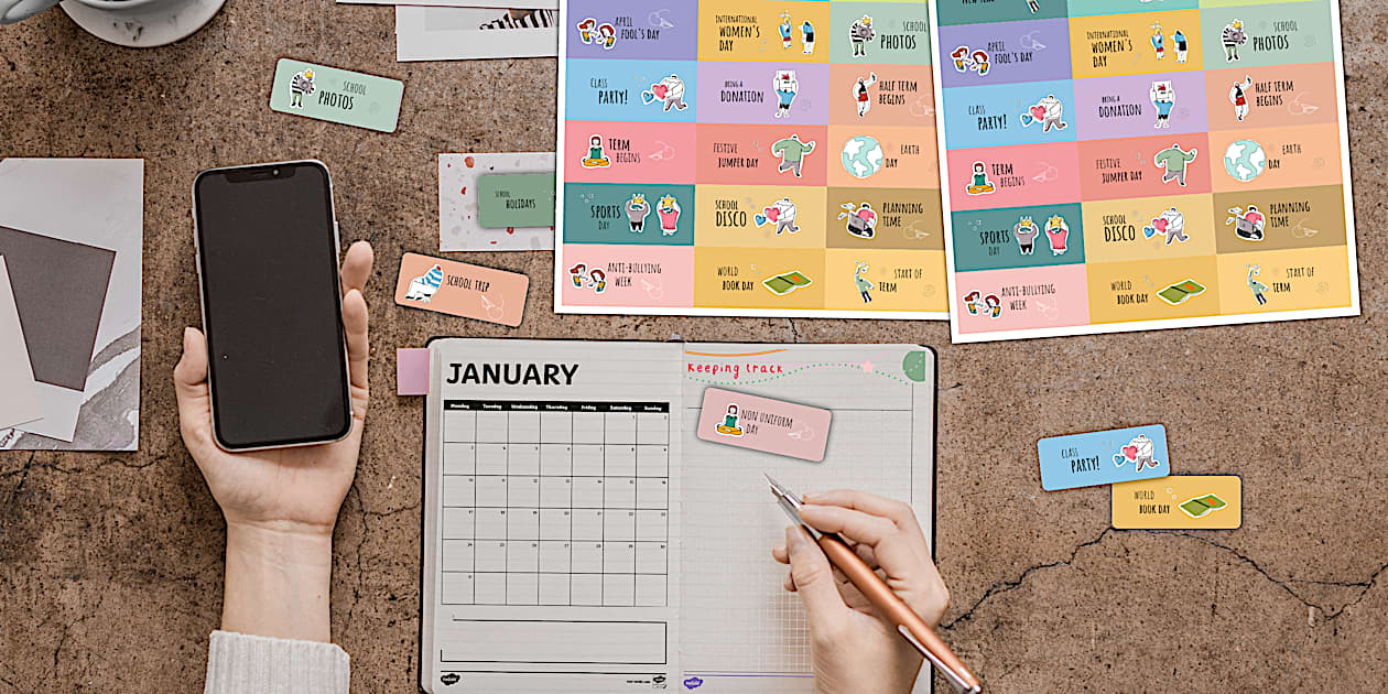 Planner School Dates Stickers (teacher made) - Twinkl