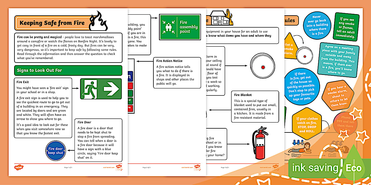 How to Keep Safe from Fire (Ages 5 - 7) (teacher made)