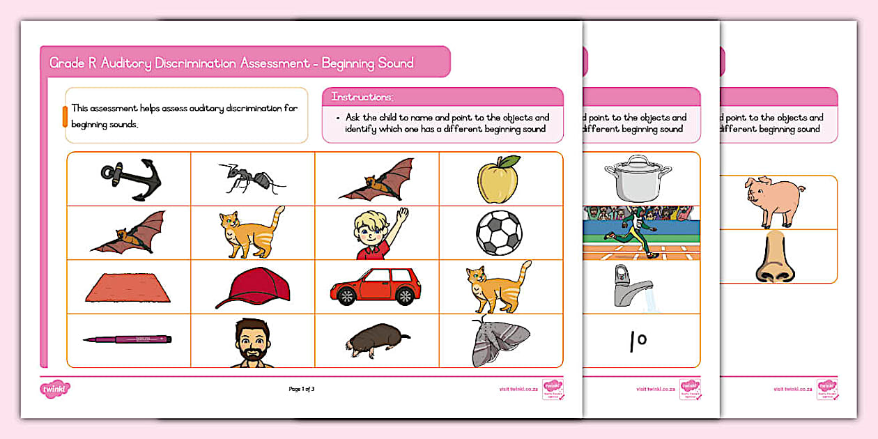 Grade R: Auditory Discrimination Assessment Beginning Sounds