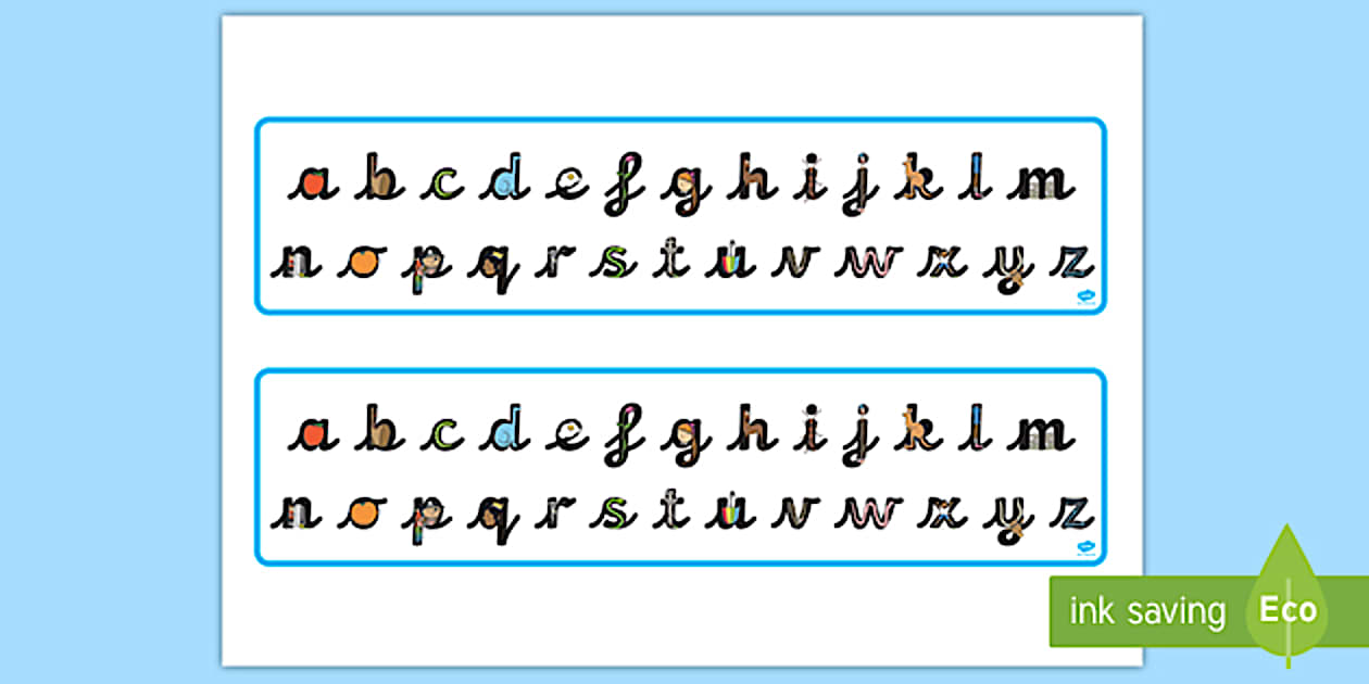 Continuous Cursive Alphabet Letter Shapes Strips - Twinkl