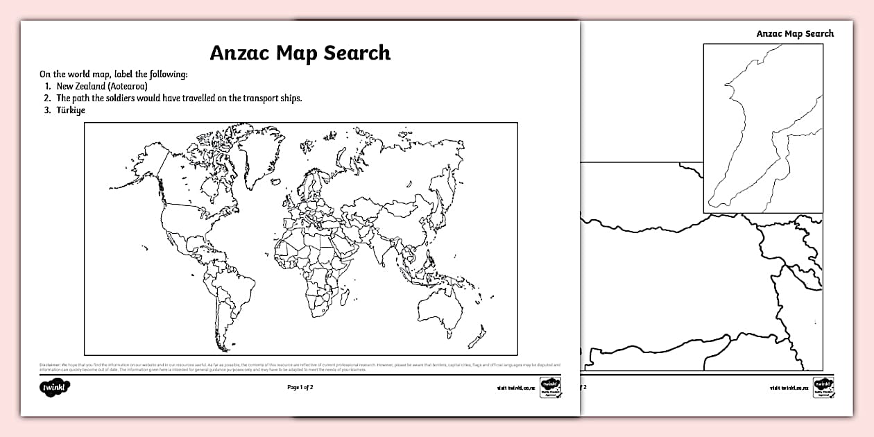 Anzac Troops Mapping Worksheet (teacher made) - Twinkl