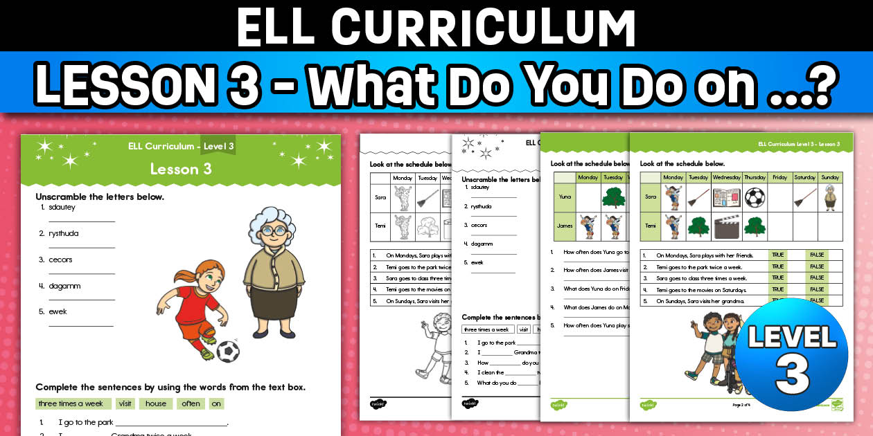 ELL Curriculum: Level 3, Lesson 3 Worksheet