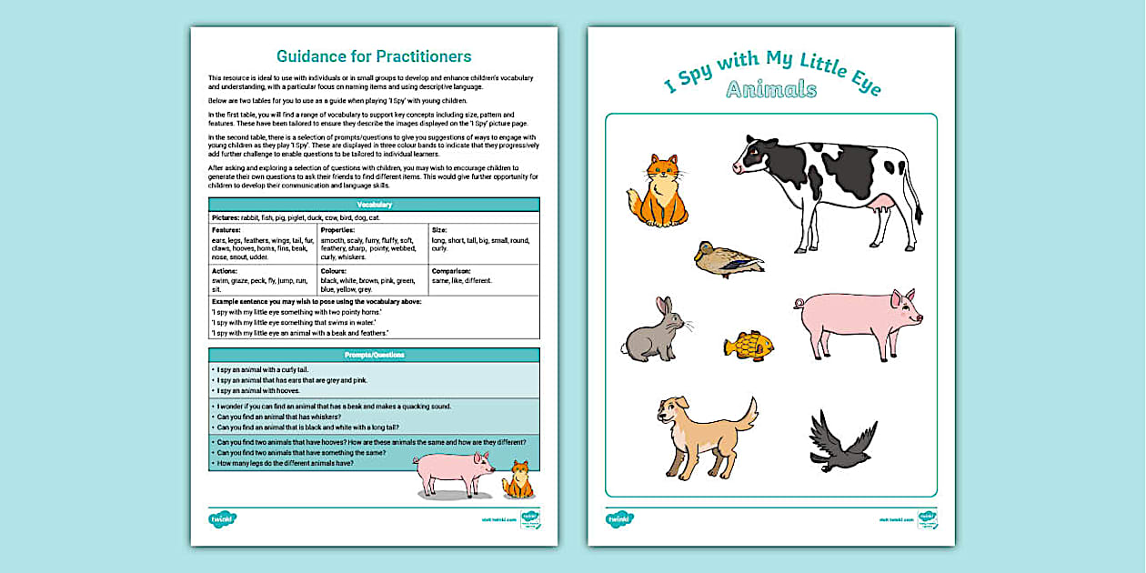 I Spy Animals Communication and Language Activity | Twinkl