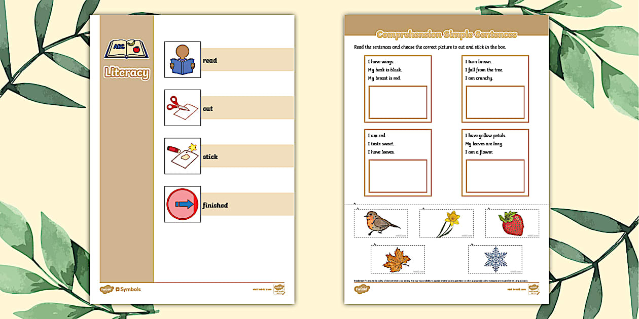 SEND Structured Steps Seasons Comprehension Simple Sentences