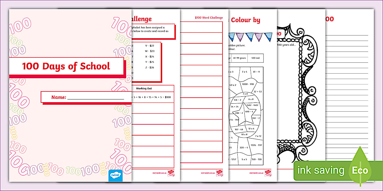 Years 3-6 100 Days of School Activity Booklet - Twinkl