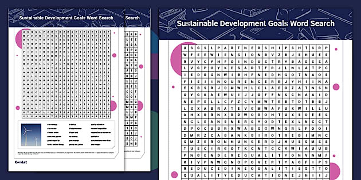 Sustainable Development Goals Word Search (teacher made)