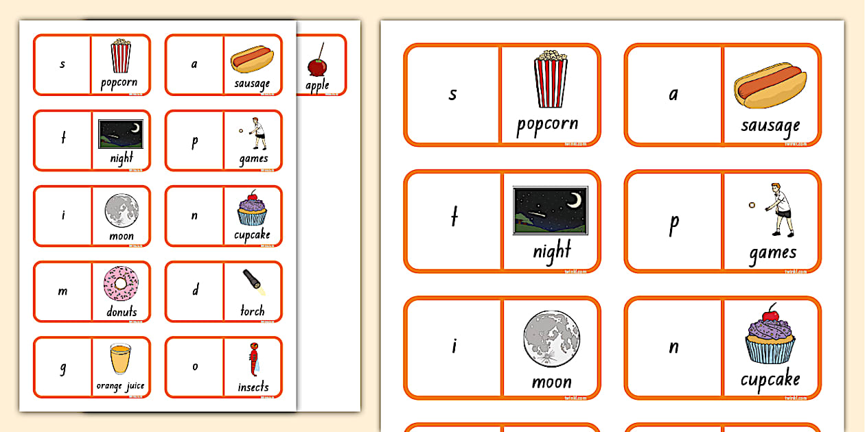 Level 2 Night Market Initial Sounds Dominoes - Twinkl