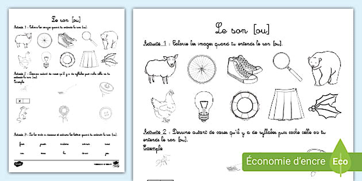 Feuille d'activités : Le son [ou] (teacher made) - Twinkl