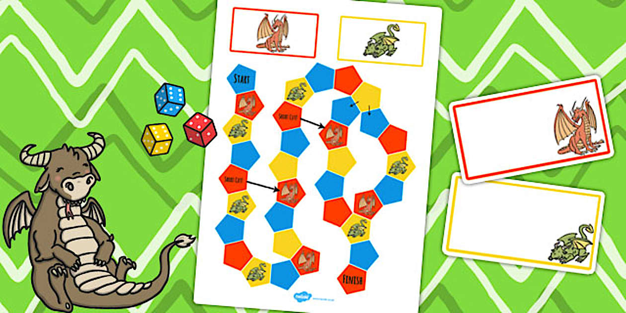 Black and White Dragon Themed Editable Board Game - Twinkl