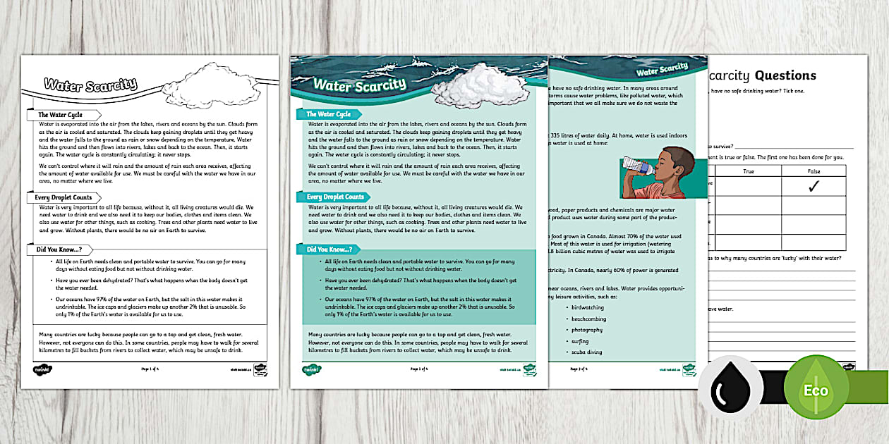 Water Scarcity Reading Comprehension (professor feito)