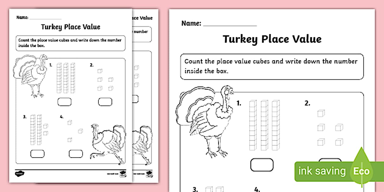 Turkey Place Value Activity Sheet (teacher made) - Twinkl