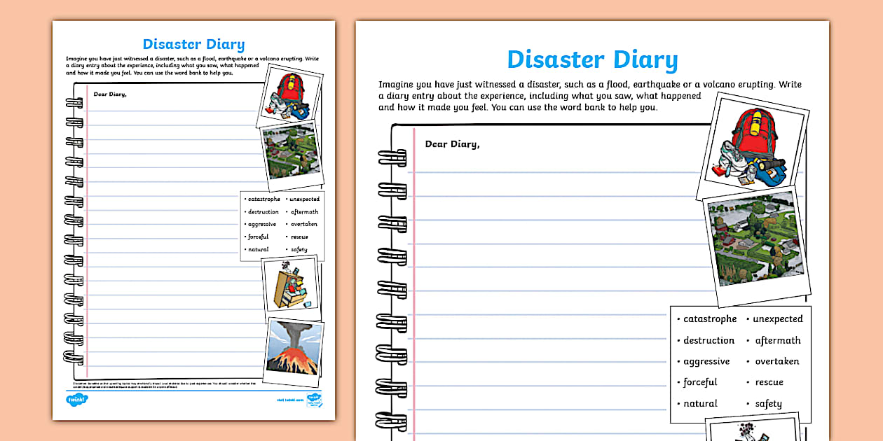 Disaster Diary Writing Frame (Teacher-Made) - Twinkl