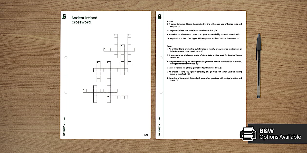 Ancient Ireland Crossword (teacher made) - Twinkl