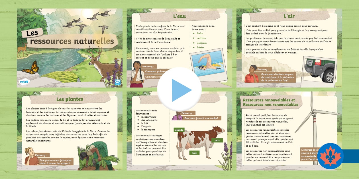 Natural Resources PowerPoint French (teacher made) - Twinkl
