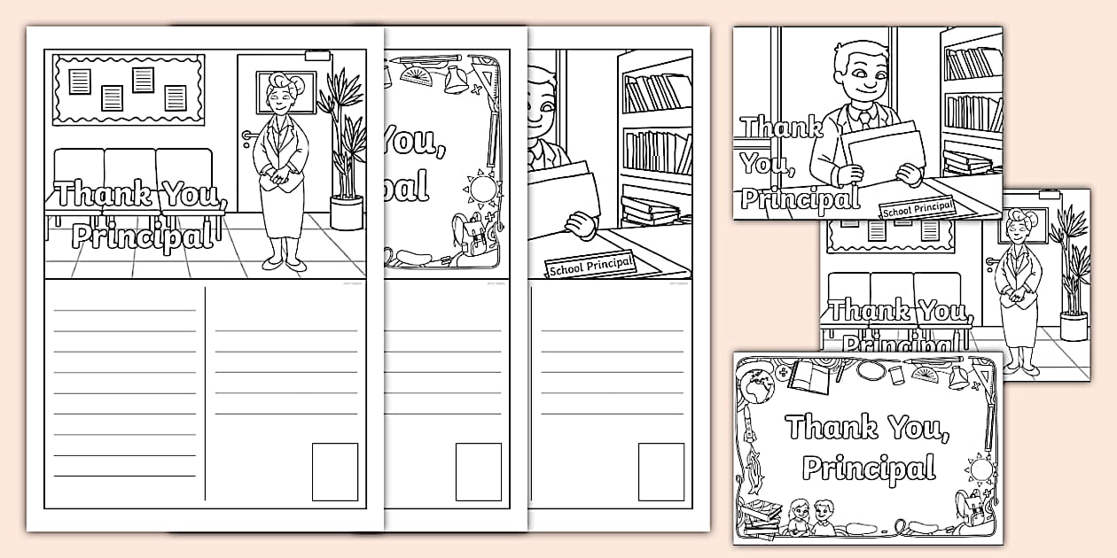Thank You, Principal Postcards (Teacher-Made) - Twinkl