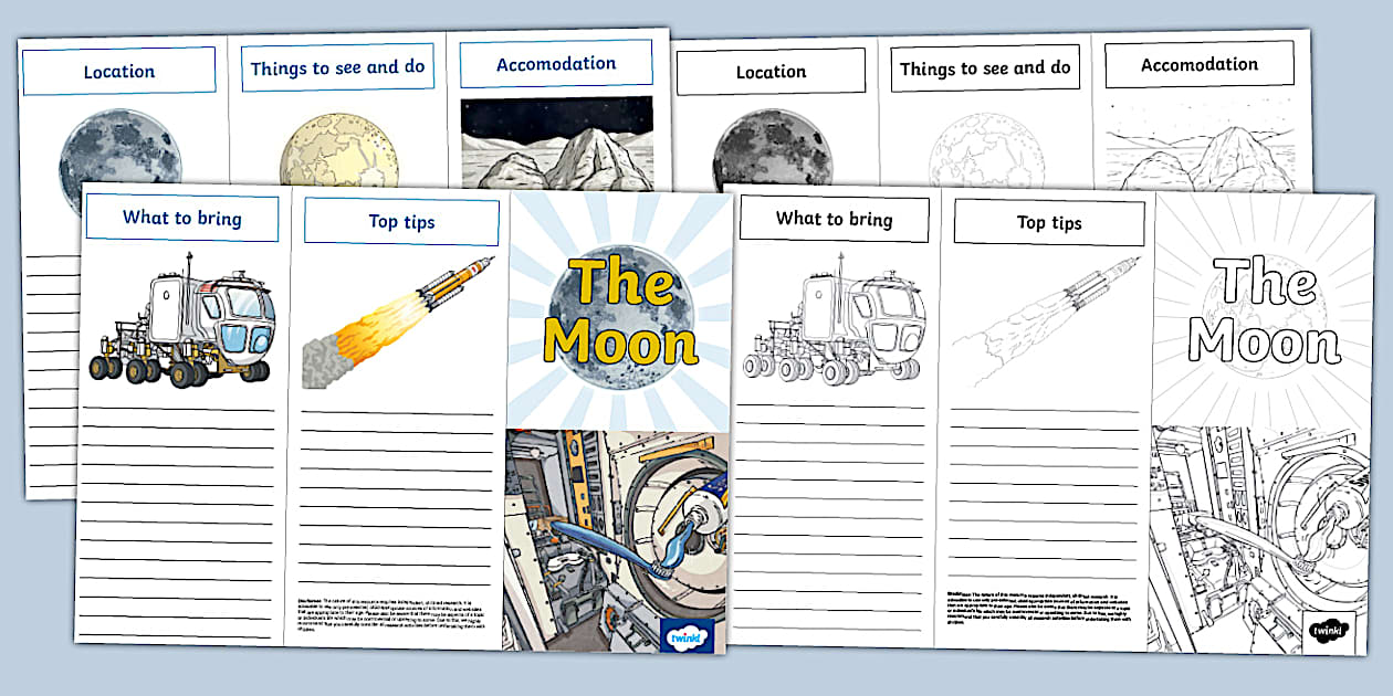 The Moon Travel Leaflet Template (teacher made) - Twinkl