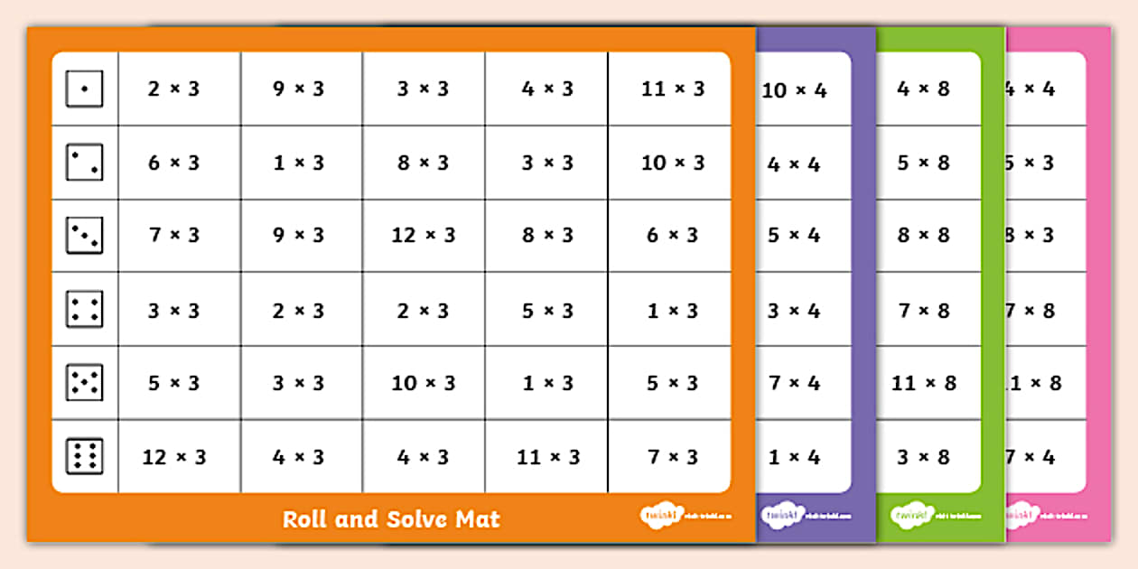 Multiplication Facts for the 3, 4 and 8 Times tables Roll and Solve ...