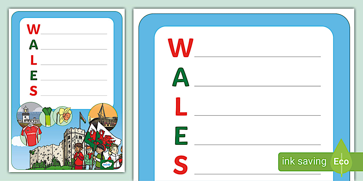 Wales Acrostic Poem Template (teacher made) - Twinkl