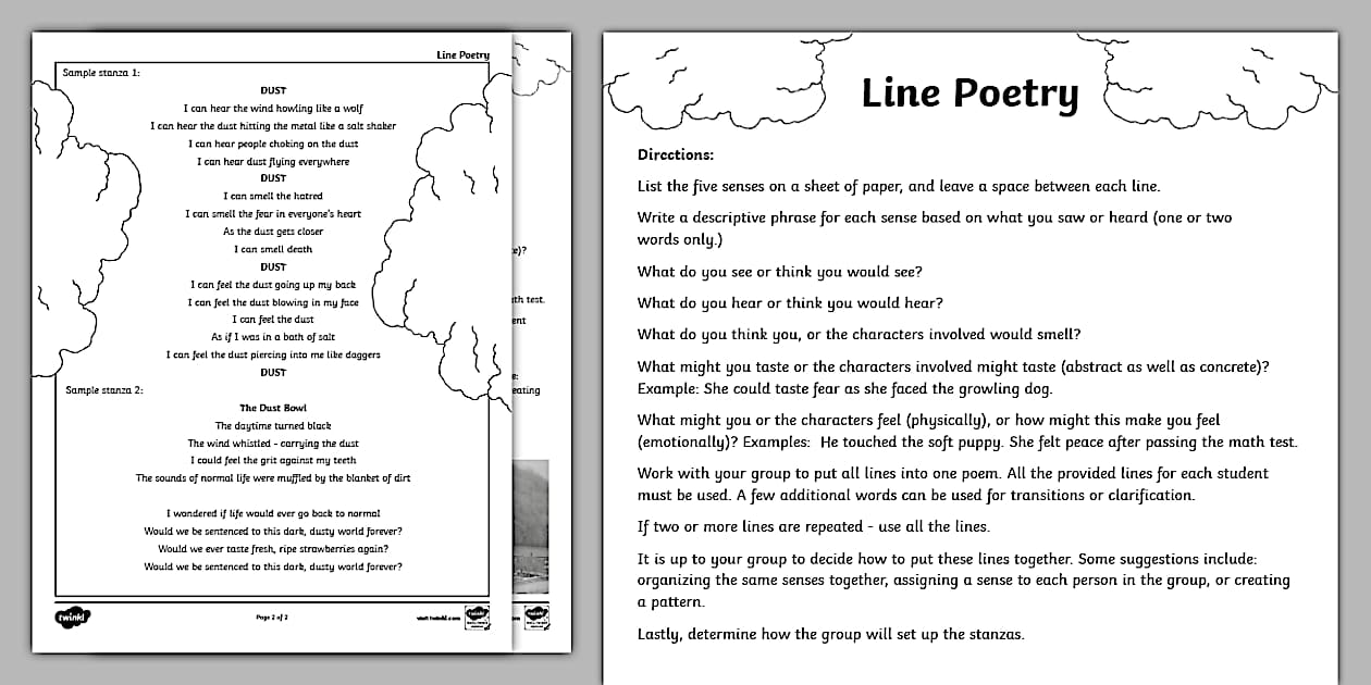 Eighth Grade Line Poetry Worksheet (teacher made) - Twinkl