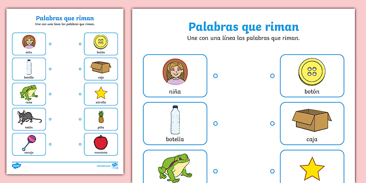 Ficha de actividad: Palabras que riman - Twinkl