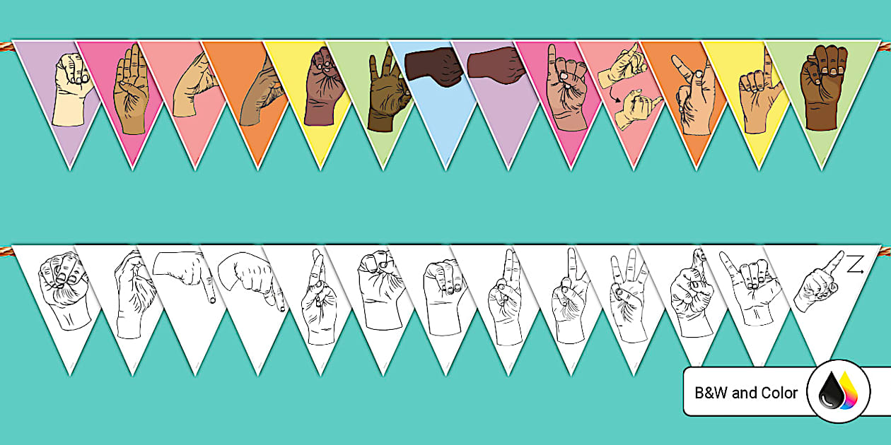 ASL Alphabet Bunting (teacher made) - Twinkl