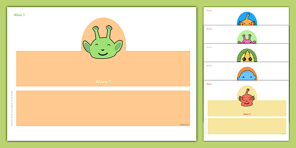 Printable Alien Headband | World UFO Day Role Play - Twinkl