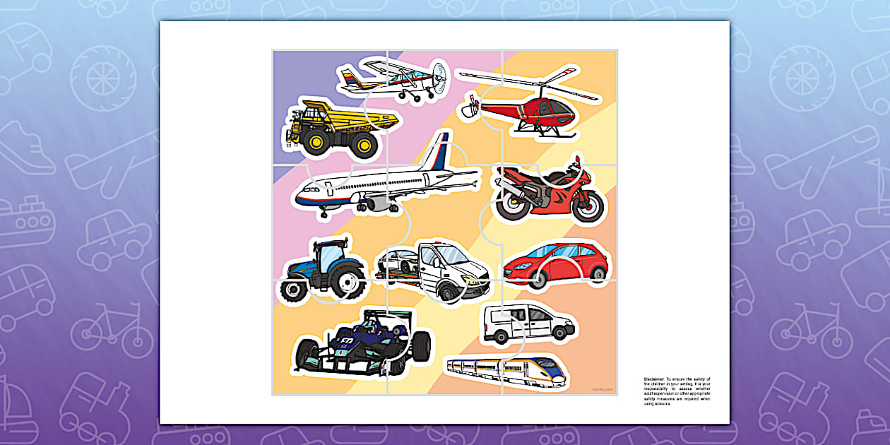Vehicles Jigsaw Puzzle (teacher made) - Twinkl