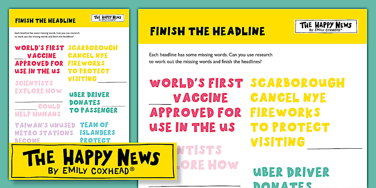 FREE! - The Happy Newspaper: Finish the Headline - Twinkl