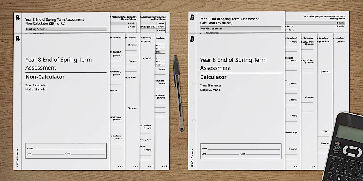 👉 Year 8 End of Spring Term Maths Assessment - Twinkl
