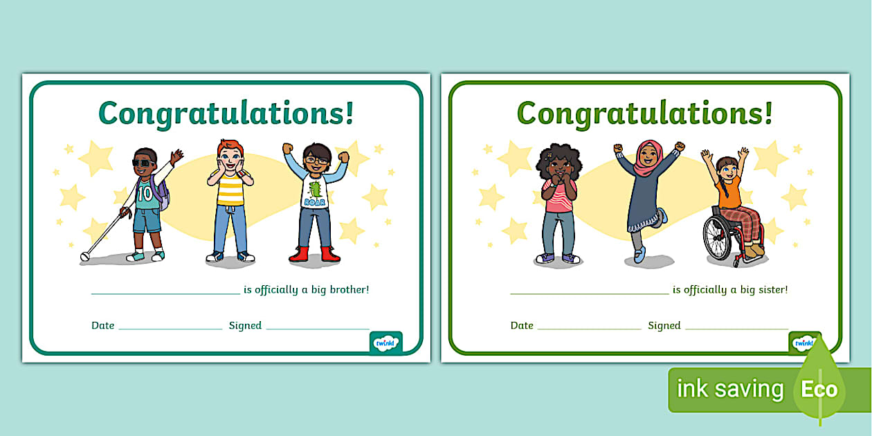 Big Brother and Big Sister Certificates (Teacher-Made)