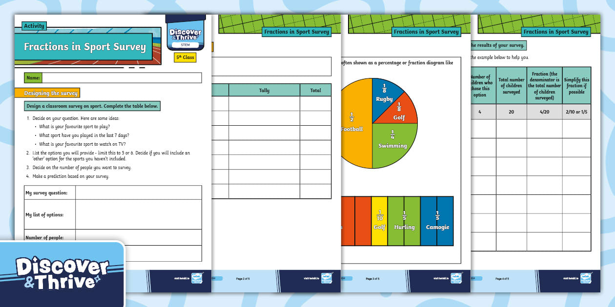 Fractions in Sport Activity Sheet (teacher made) - Twinkl