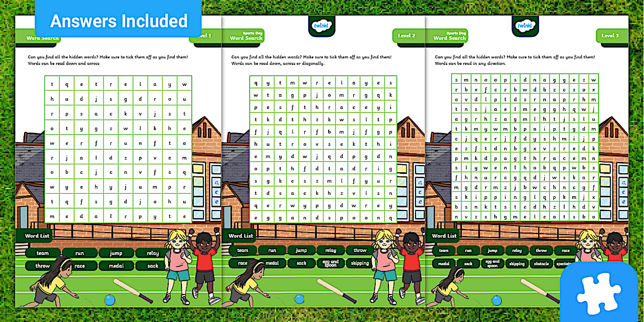 Sports Day Themed Fun Word Search Puzzle - AL (Teacher-Made)